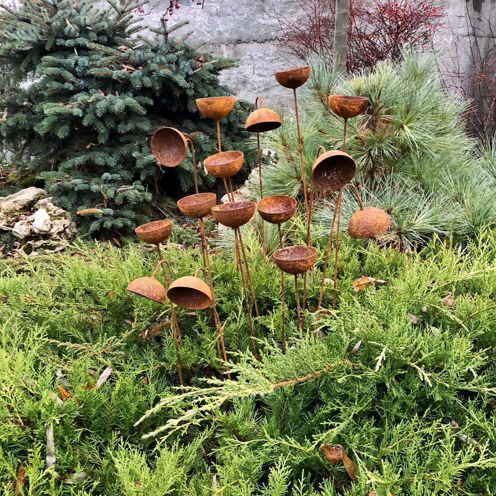 15 Rusty Flowers, Cute Rusty Metal Flower, Garden Decor, Metal Yard Art ...