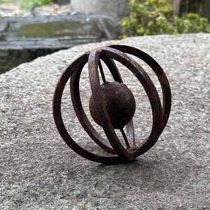 5” Rusty Metal Sphere – Outdoor Garden Decor, Weathered Steel Ornament ...