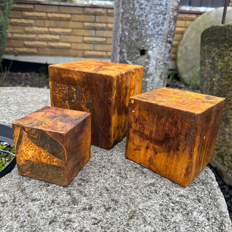 Zen Rusty Metal Cubes Set Outdoor Garden Decor Minimalist - Etsy