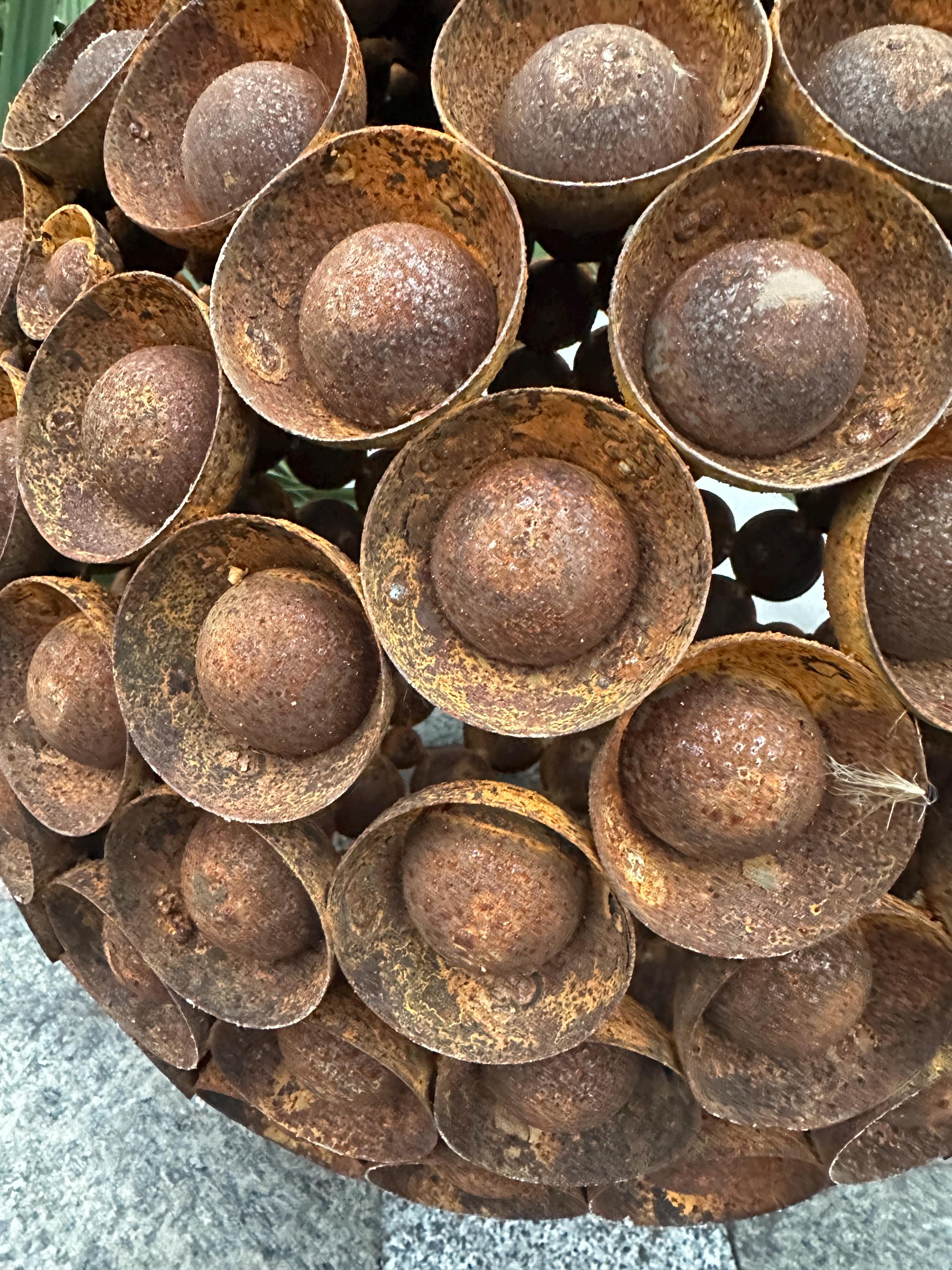 Rusty Metal Ball Sculpture, 20'' Diameter, Garden Art Sphere, Handmade ...