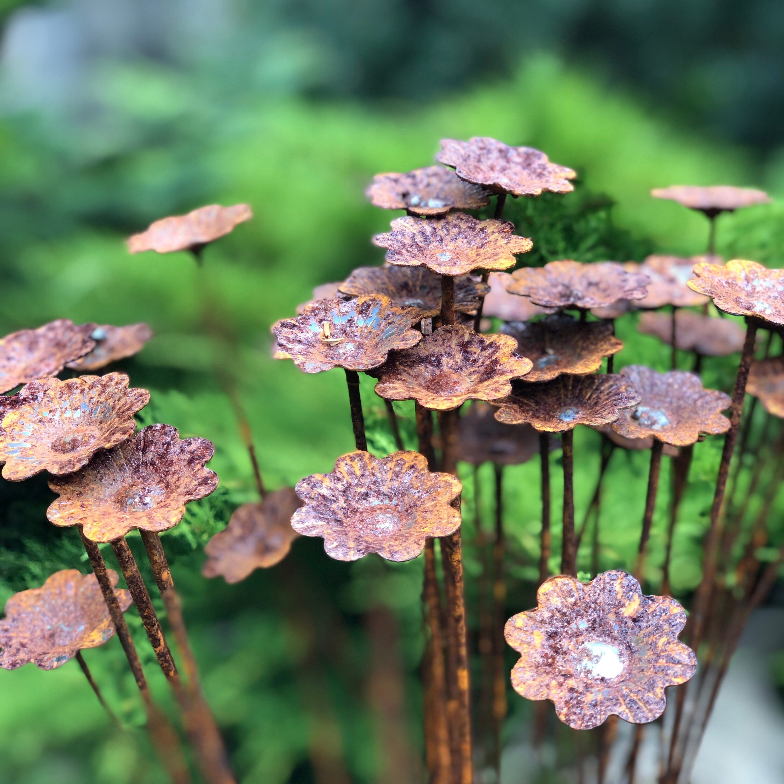 Rusty Flowers Set of 40 Flowers Garden Decor Metal Garden - Etsy
