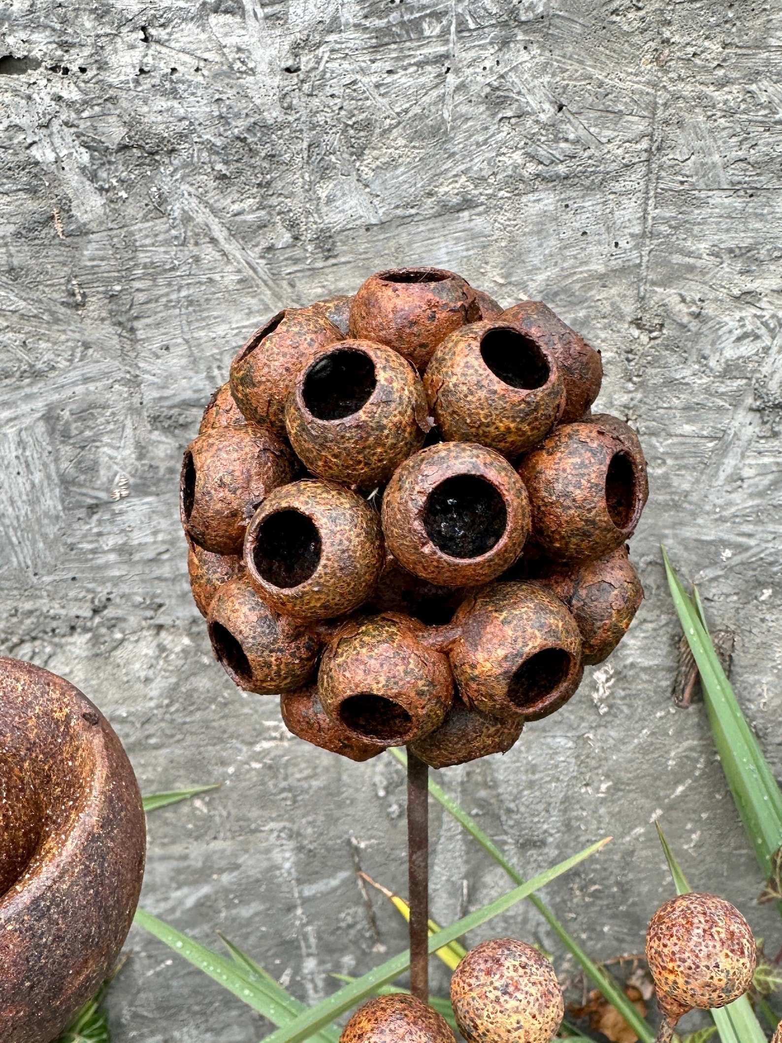 Set of 8 Rustic Metal Flower Sculptures – Handmade Garden Stakes ...