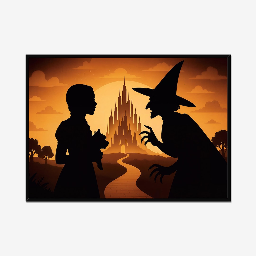 Dorothy Vs Wicked Witch Silhouette With Emerald City Background - Etsy