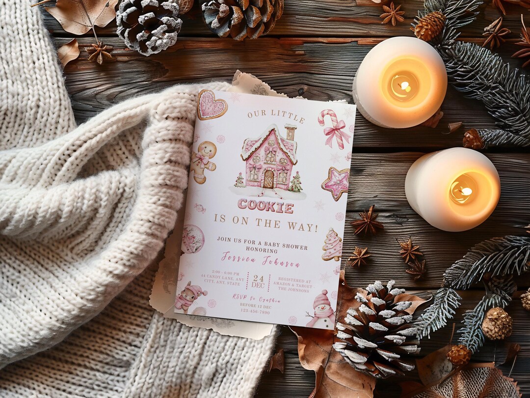 Gingerbread House Baby Shower Invitation: Holiday Cookie Theme (digital ...