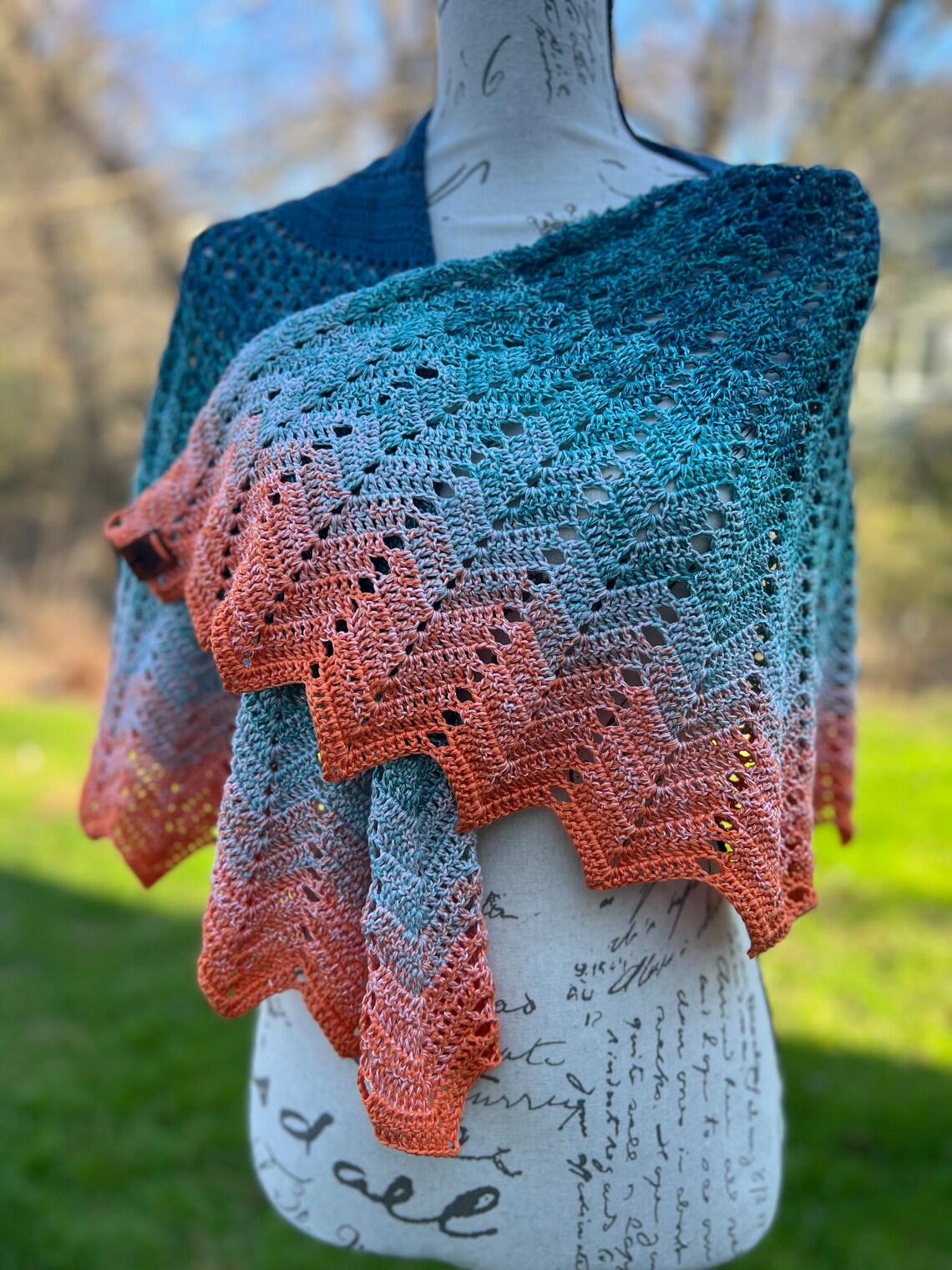 Shawl, Scarf, Angel Wing Shawl, Angel Wings, Ombre Yarn, Handmade ...