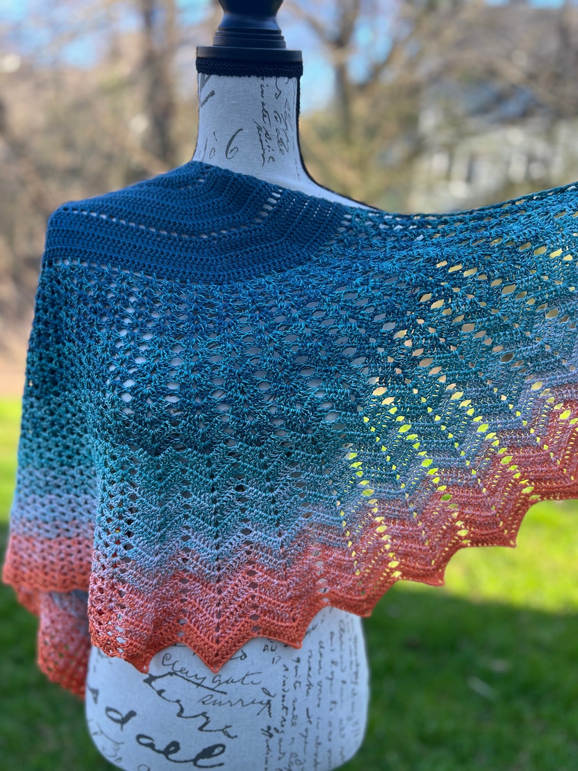 Shawl, Scarf, Angel Wing Shawl, Angel Wings, Ombre Yarn, Handmade ...