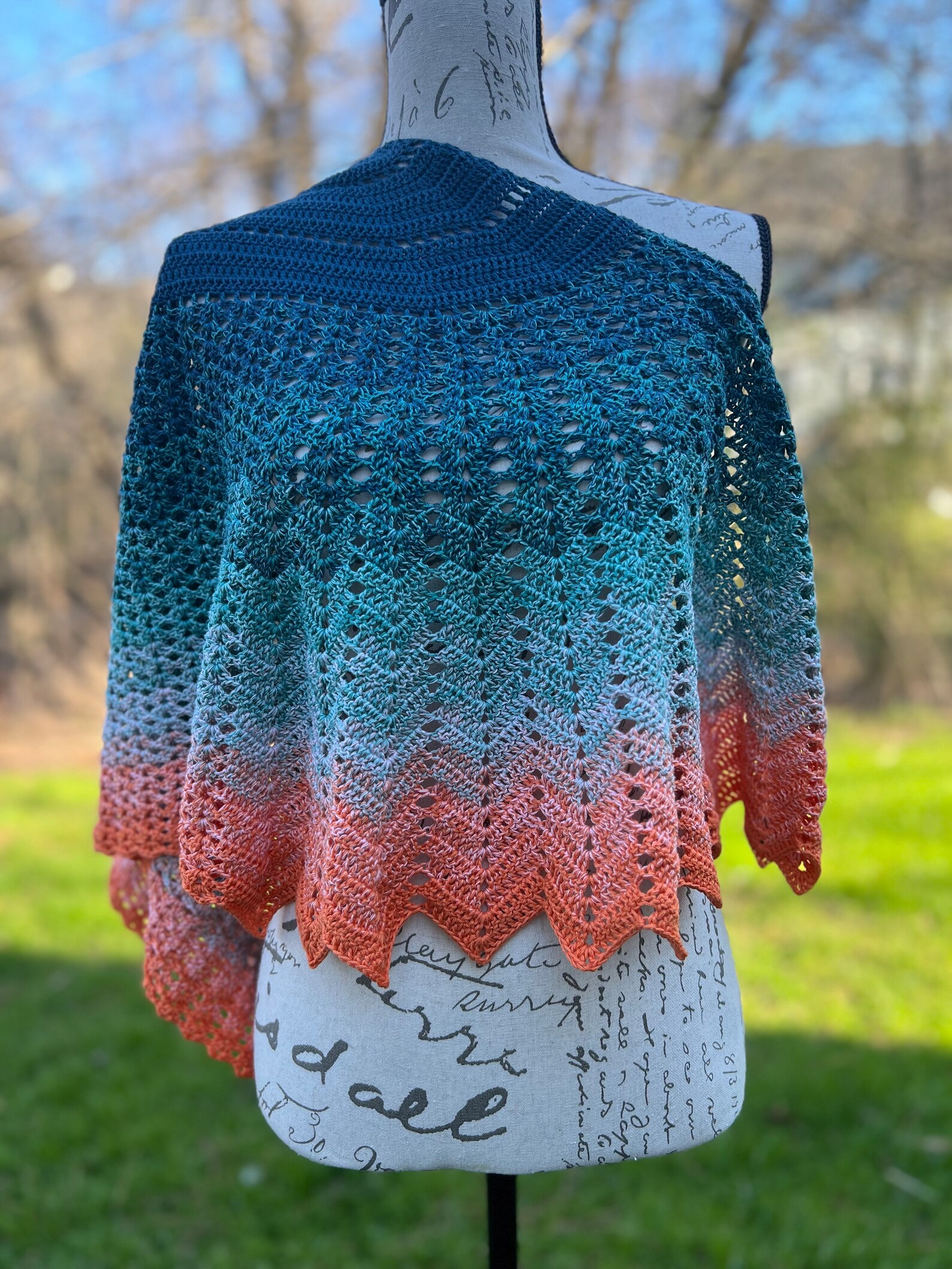 Shawl, Scarf, Angel Wing Shawl, Angel Wings, Ombre Yarn, Handmade ...