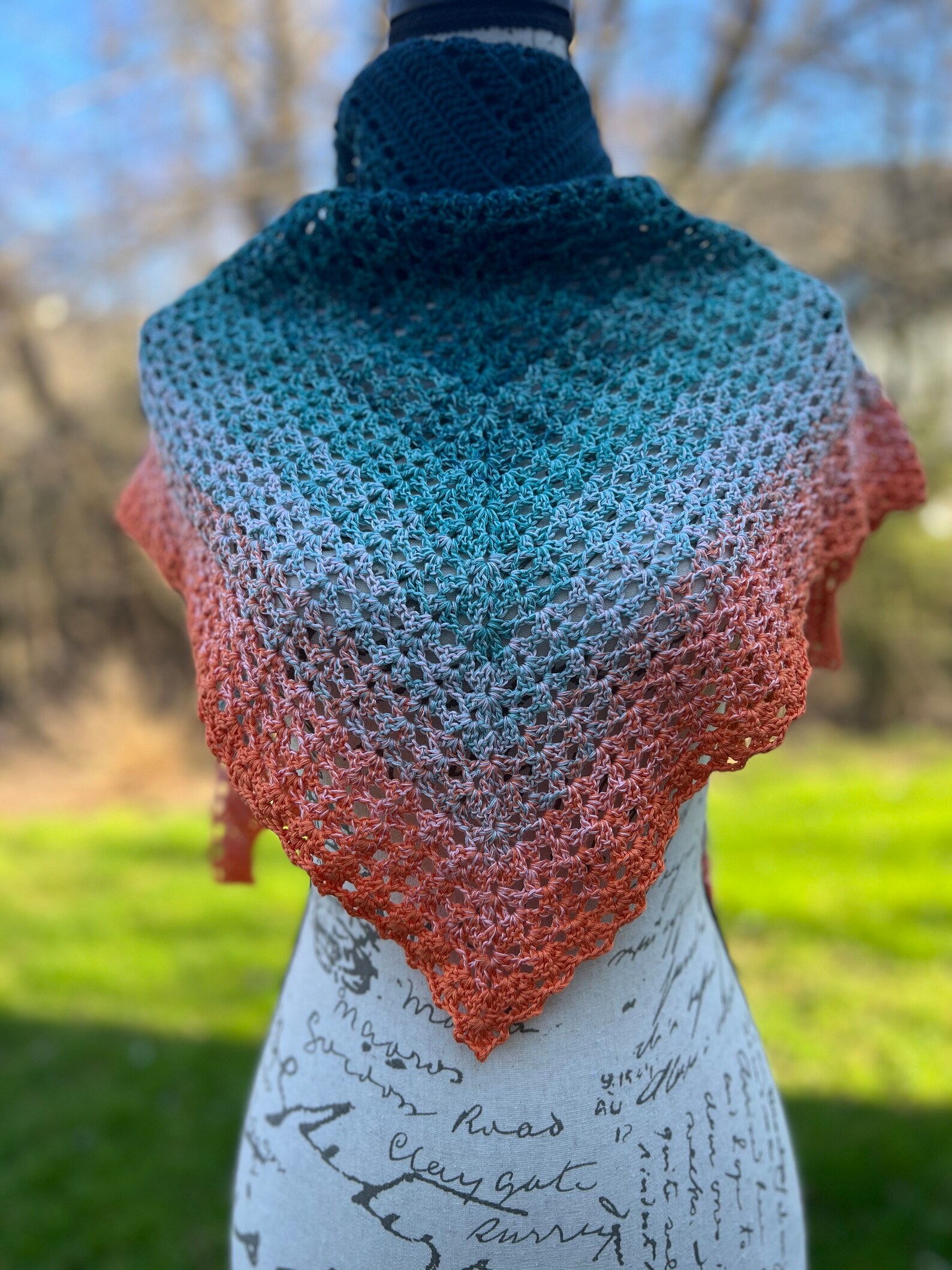 Shawl, Scarf, Angel Wing Shawl, Angel Wings, Ombre Yarn, Handmade ...