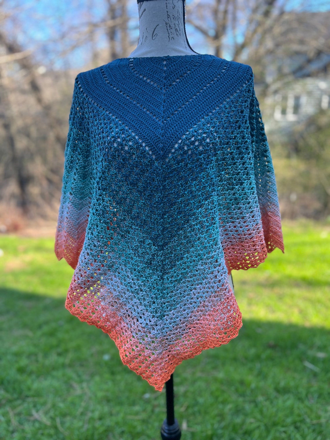 Shawl, Scarf, Angel Wing Shawl, Angel Wings, Ombre Yarn, Handmade ...