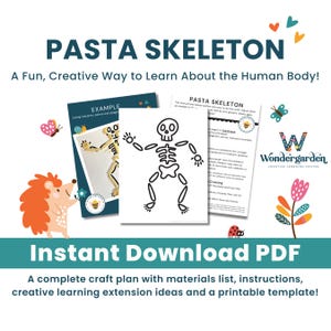Pasta Skeleton Kids Craft Plan: Printable Learning Activity (PDF) - Etsy