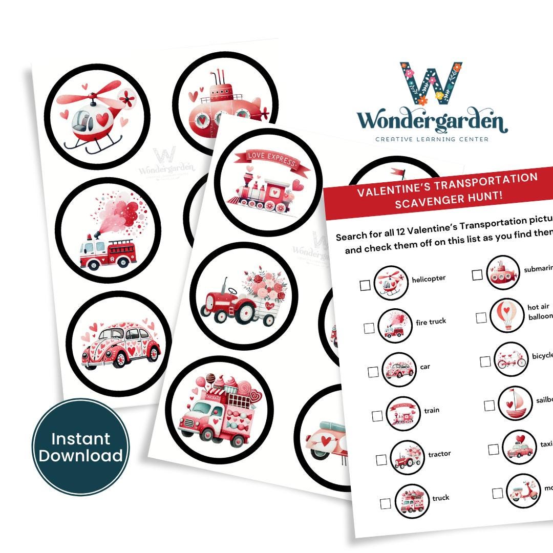 Valentine's Transportation Scavenger Hunt - Fun Picture Hunt for ...