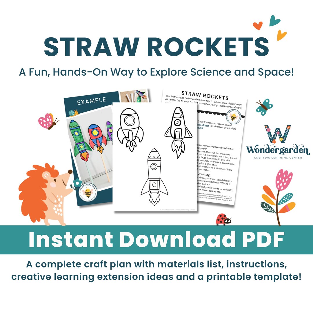 Straw Rockets Kids STEM Craft: Printable Template (PDF) - Etsy