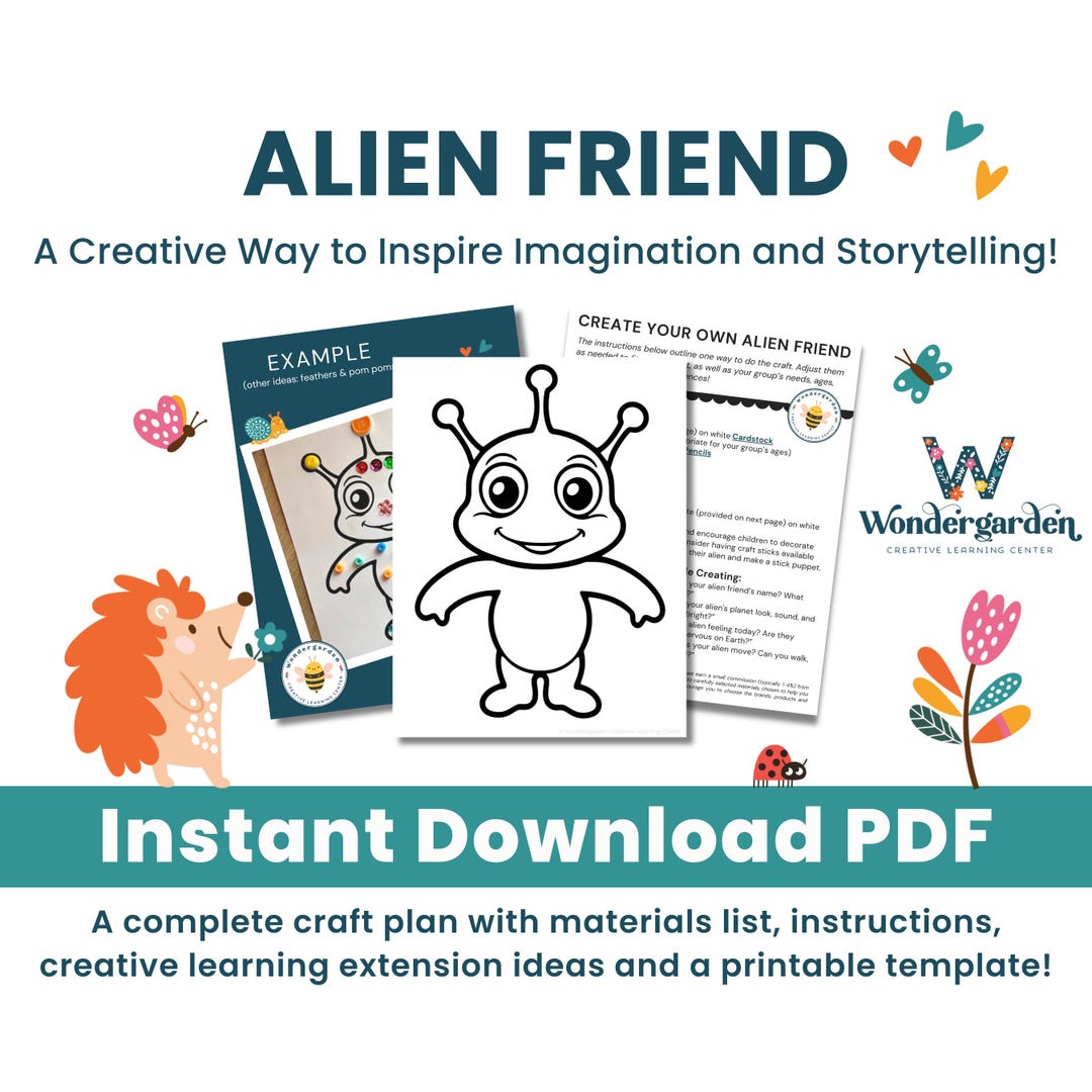 Alien Friend Kids Craft: Printable Template & Learning Ideas (instant ...