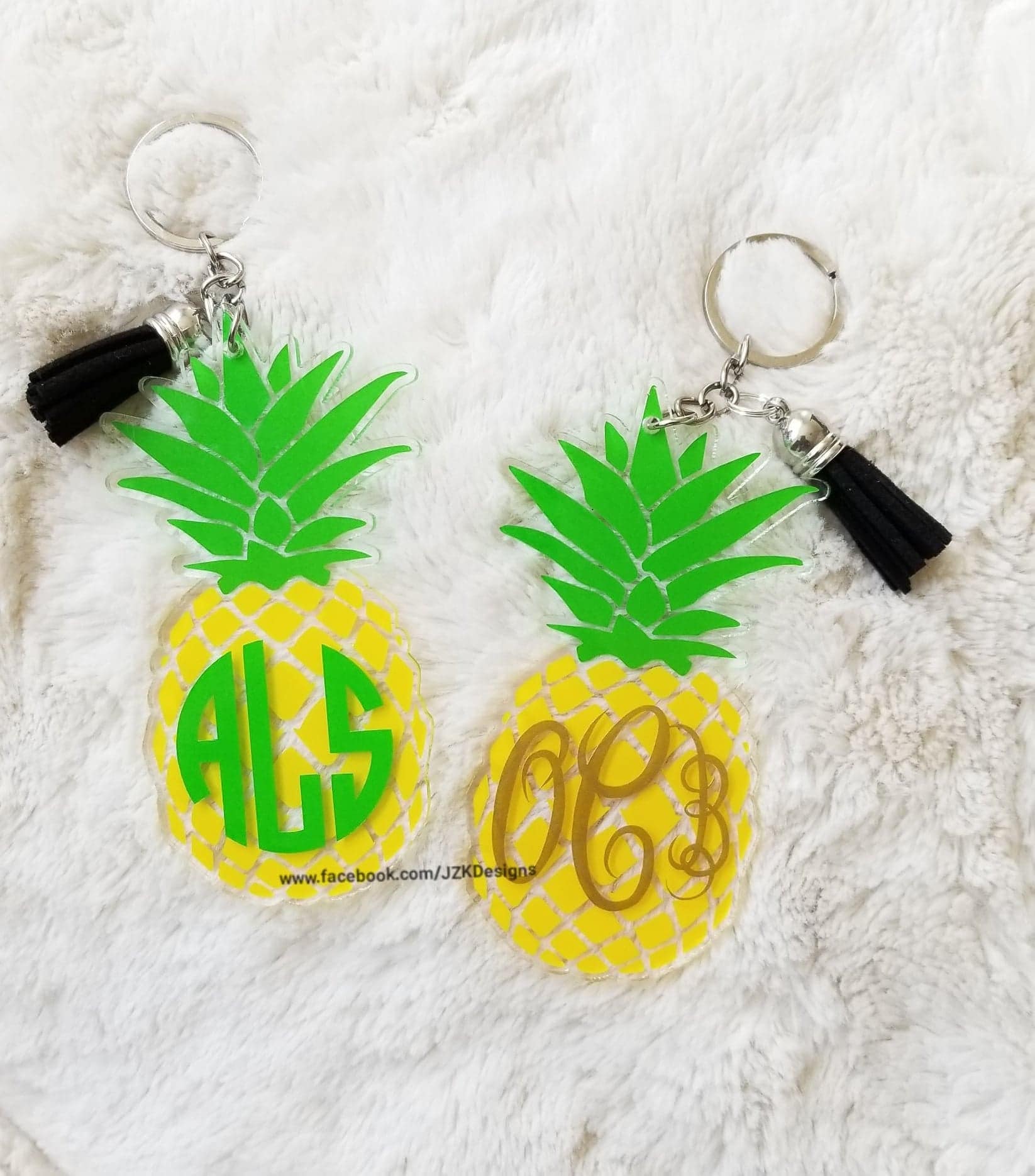 Pineapple Keychain, Pineapple Monogram Keychain, Monogram Keychain ...