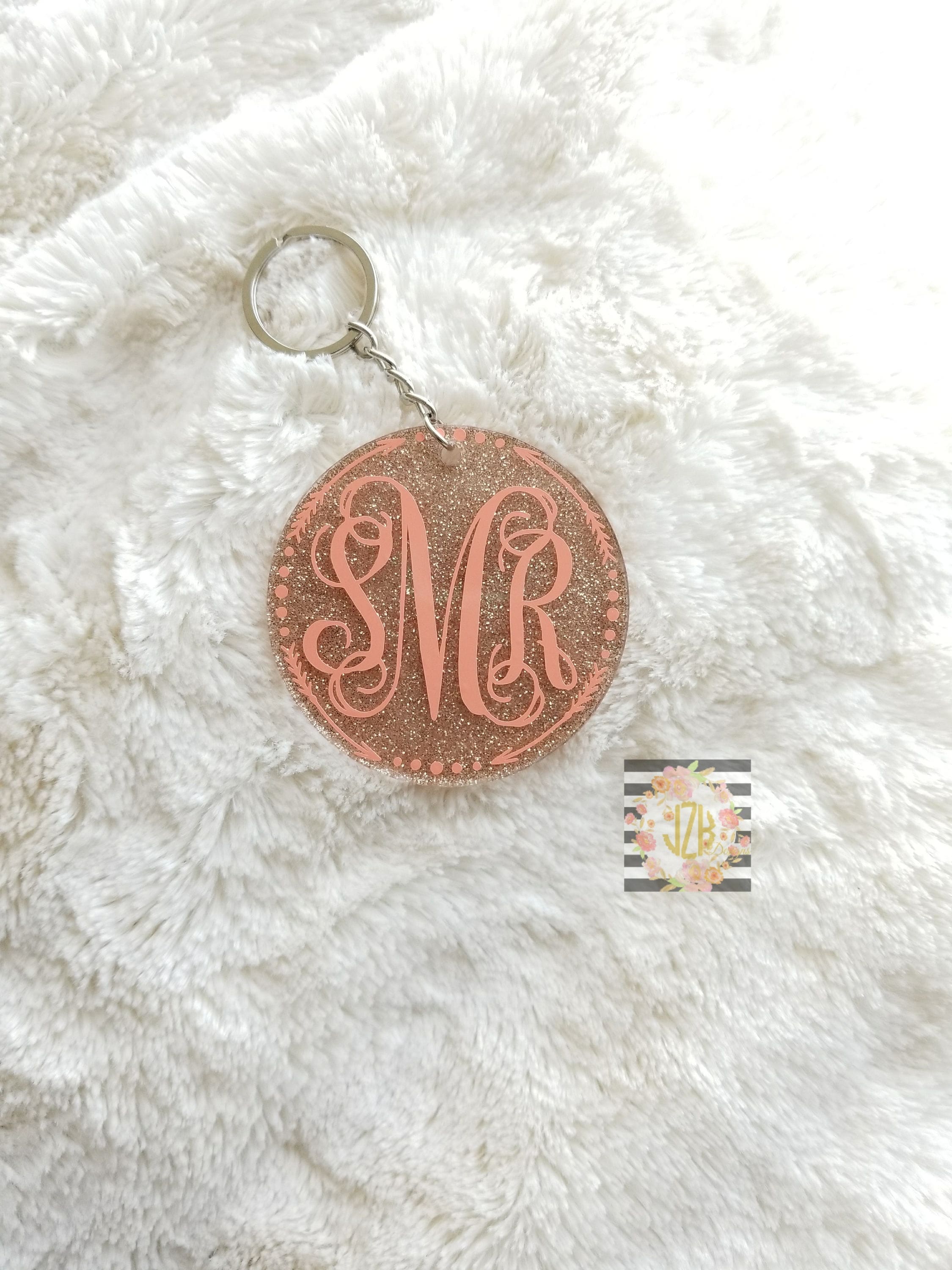 Glitter monogram keychain monogram keychain monogram | Etsy
