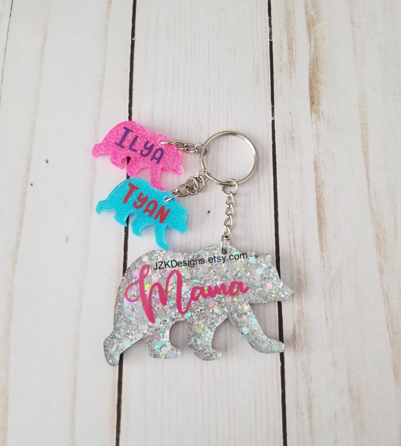 Mama Bear Keychain, Mama and Bear Cubs Keychain, Bear Cubs Keychain ...