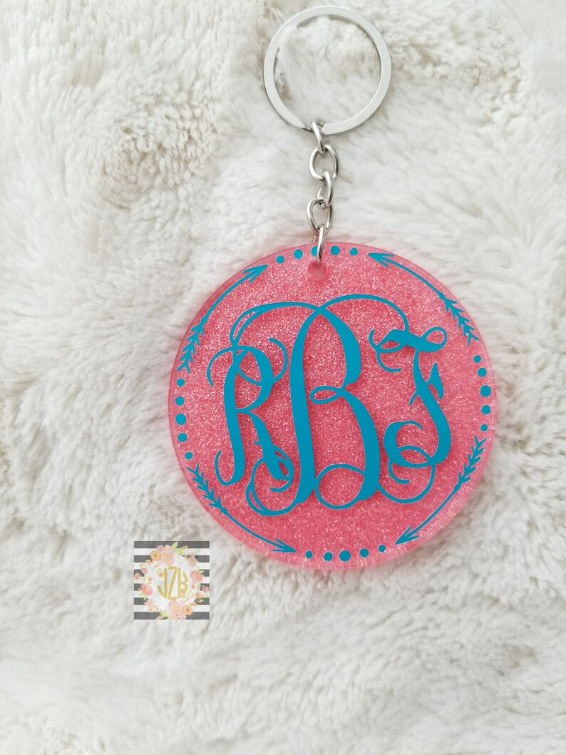 Glitter Monogram Keychain Monogram Keychain Monogram - Etsy