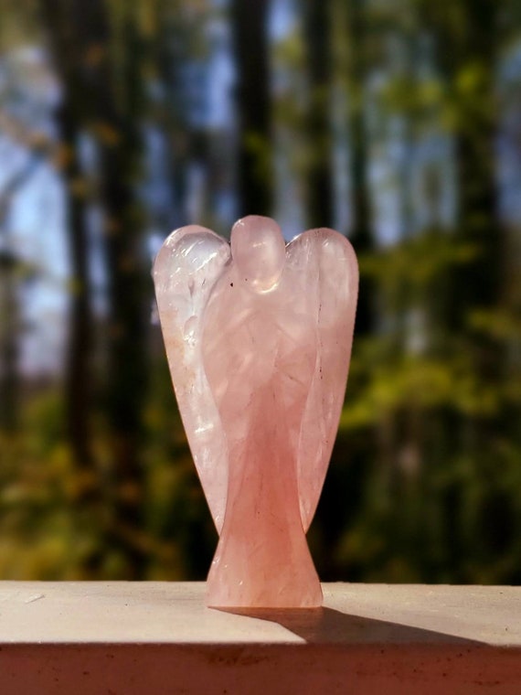 Rose Quartz Guardian Angel Figurine 3 Inch Pink Stone | Etsy