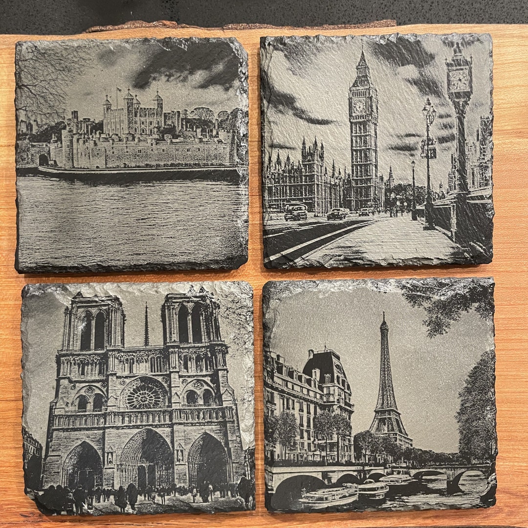Famous Places, Set of 4 Slate Coasters, Unique Home Decor, Landscape ...