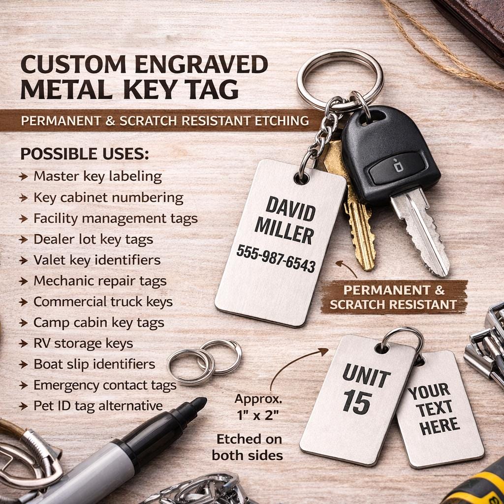 Custom Engraved Metal Keychain / Tag – Double Sided Permanent Etching ...