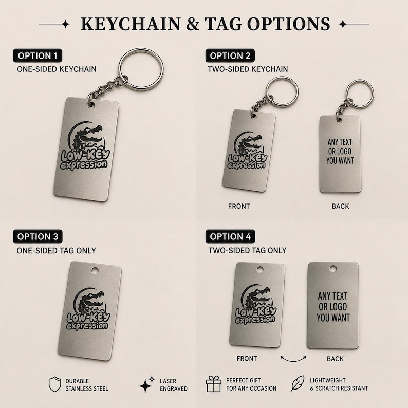 Custom Engraved Metal Keychain / Tag – Double Sided Permanent Etching ...