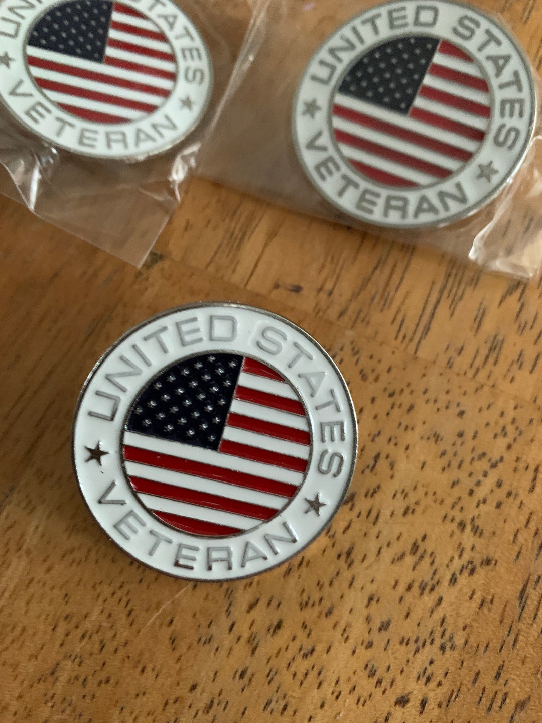 United States Veteran Flag Enamel Metal Pin, Hat Tac, Jacket, Bag Lapel ...