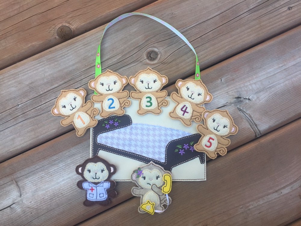 5 Little Monkeys, Five Little Monkeys, Finger Puppet Set, Felt Board ...