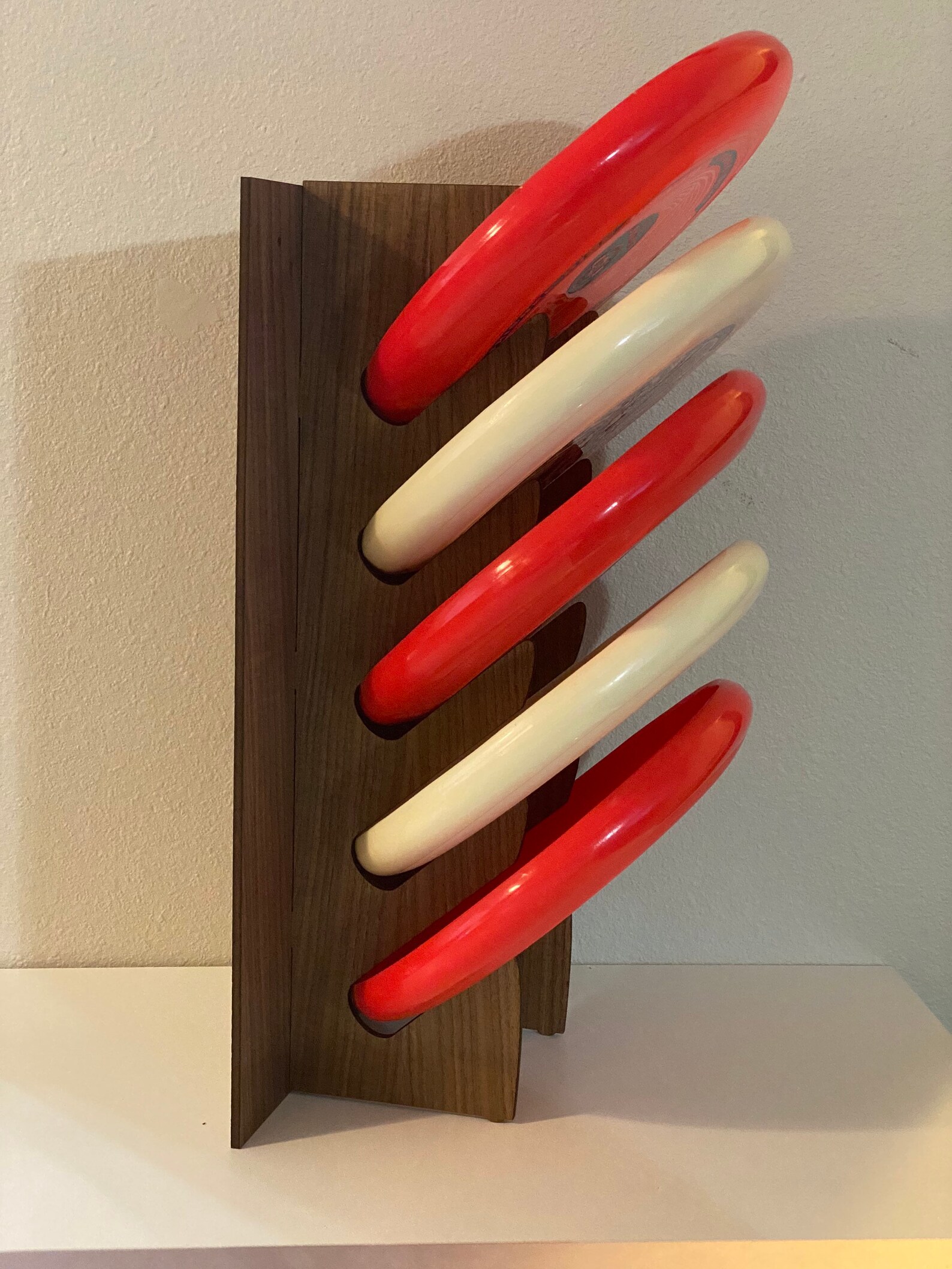 Ultimate Frisbee Disc Rack Storage Holder - Walnut Finish - Rubbed With ...