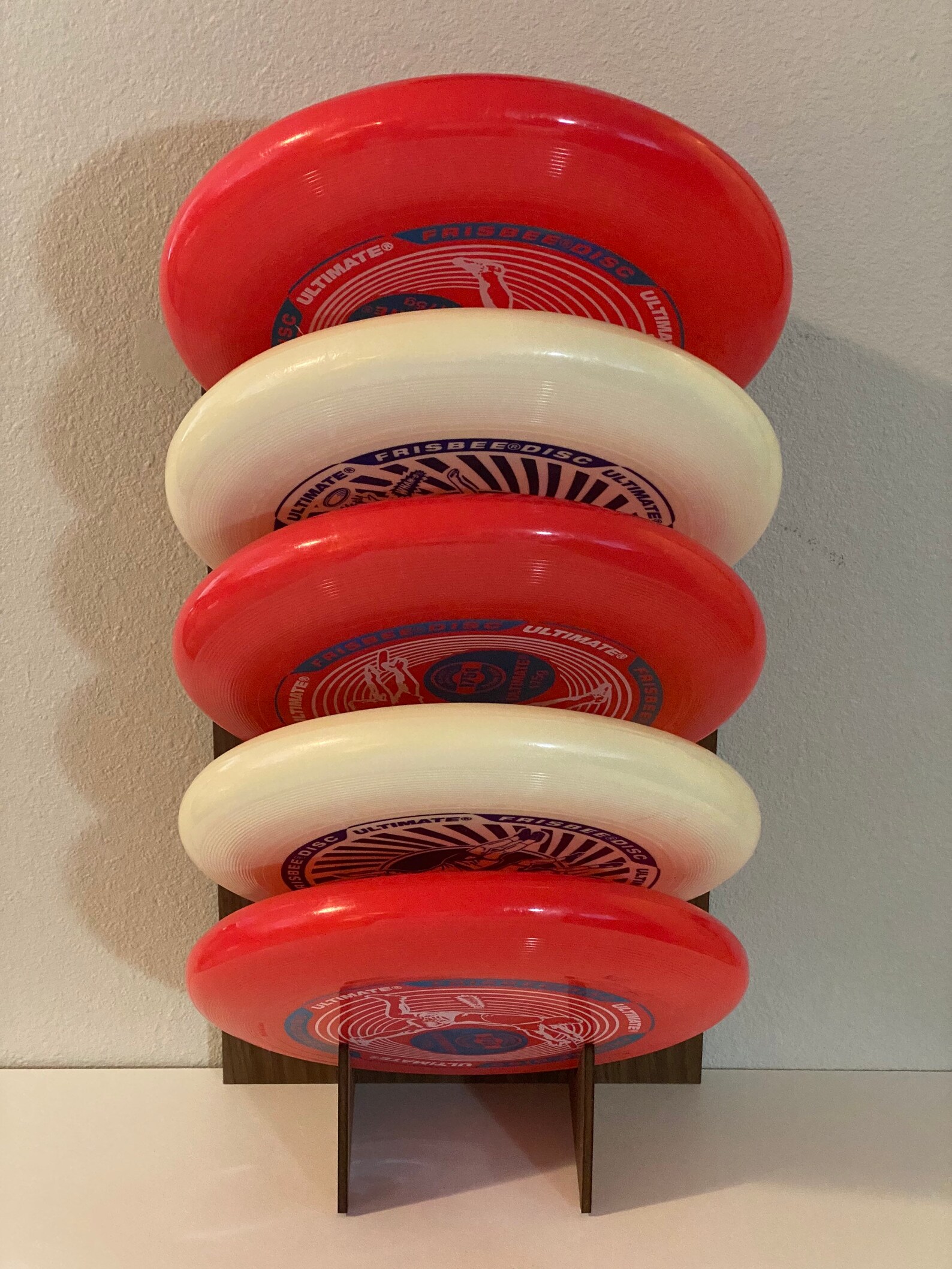 Ultimate Frisbee Disc Rack Storage Holder - Walnut Finish - Rubbed With ...