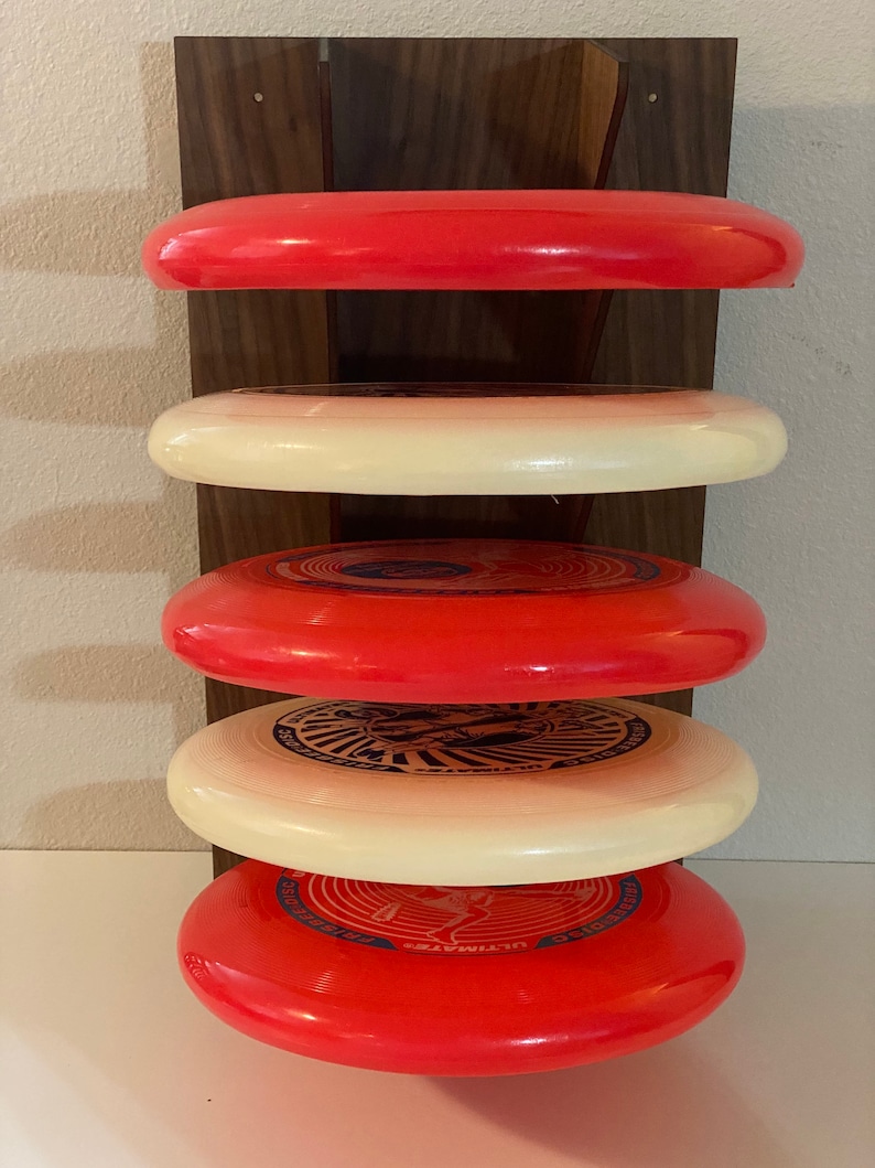 Ultimate Frisbee Disc Rack Storage Holder - Walnut Finish - Rubbed With ...