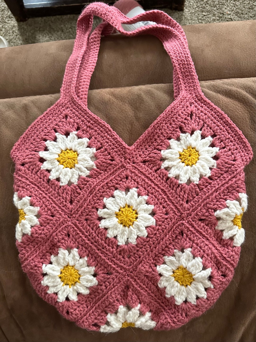 Daisy Granny Square Crochet Bag - Etsy