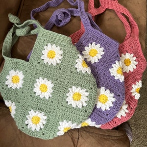Daisy Granny Square Crochet Bag - Etsy
