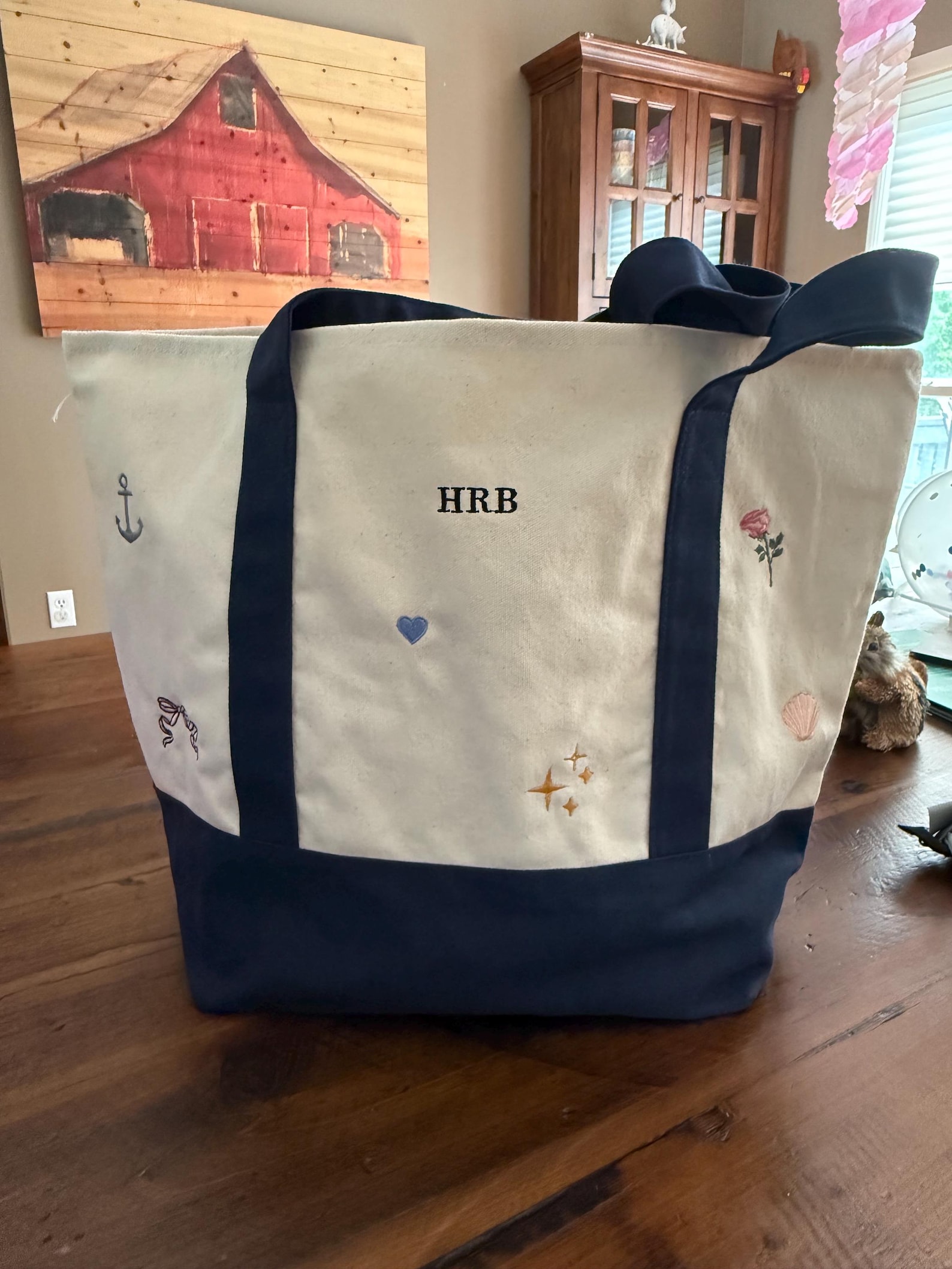 CUSTOM Embroidered Large Style Tote Bag With Initials and Icons - Etsy