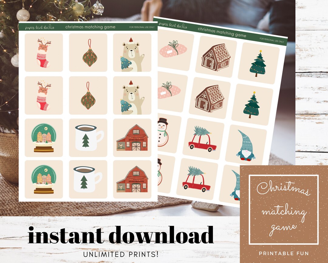 Christmas Holiday Matching Game Printable | Christmas Memory Game ...