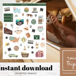 Road Trip Printable Stickers Planner Bujo Scrapbook - Etsy