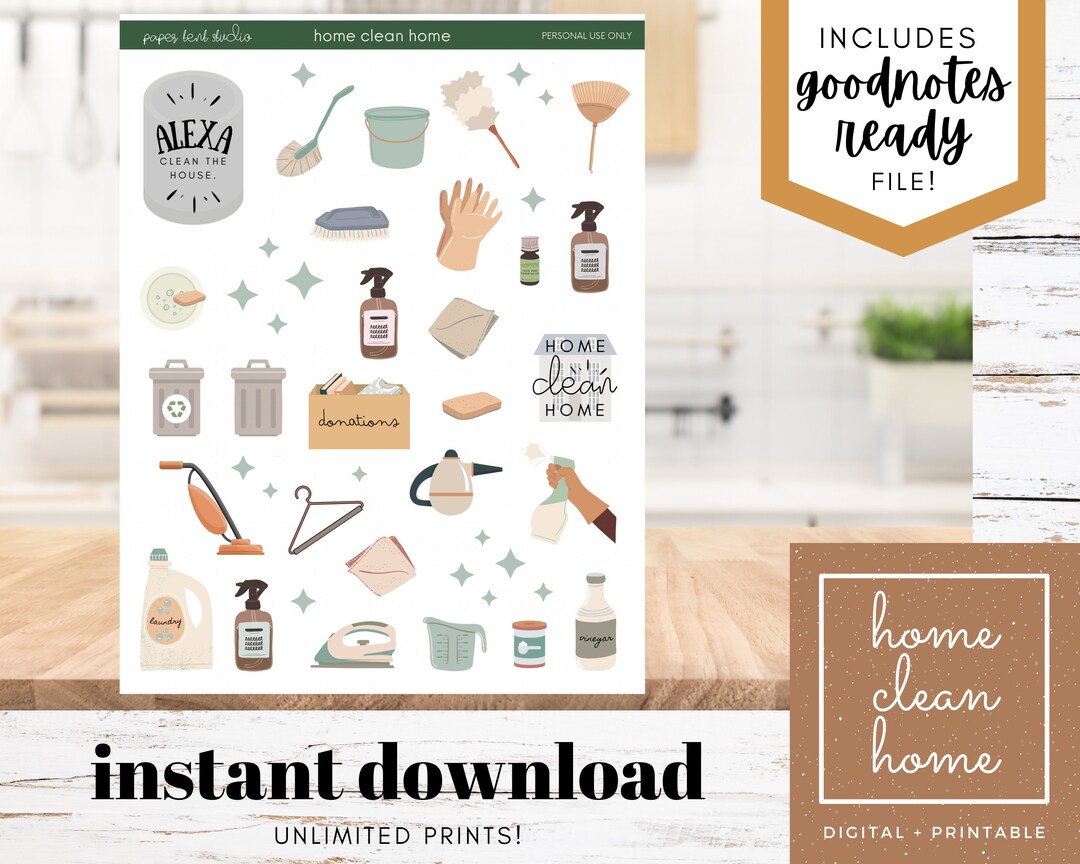House Cleaning Planner Stickers | Home Clean Home | Printable + Digital ...