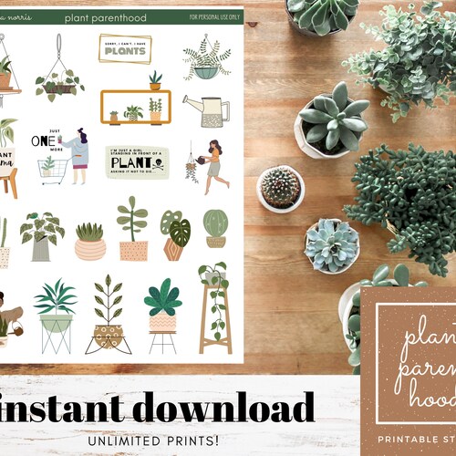 Boho Plants Stickers Digital Printable Planner Bujo - Etsy