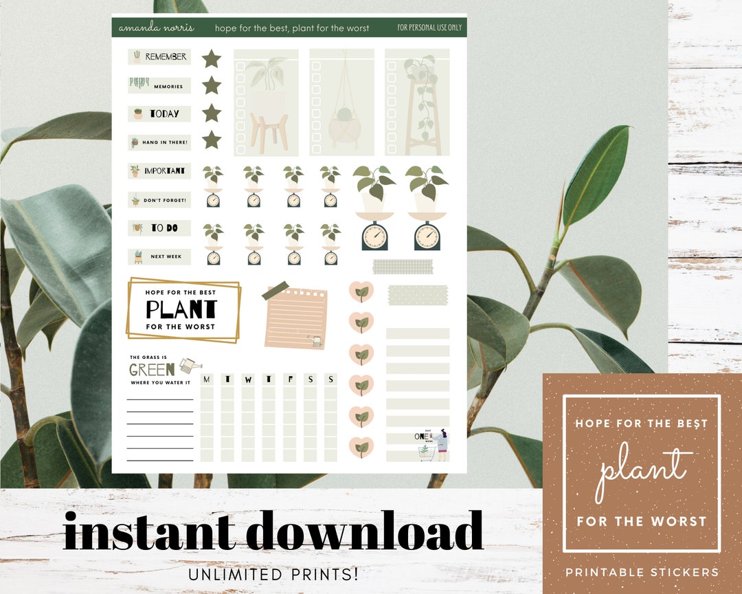 Boho Plant Planner Sticker Printable | Functional Lists, Boxes, Weight ...