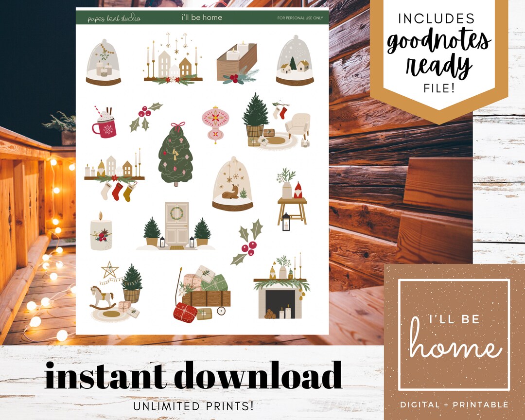 Cozy Christmas Stickers | Printable + Digital + Goodnotes Ready ...