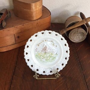 Victorian Era White Milk Glass Plate With Hen and Chicks "she Did ...