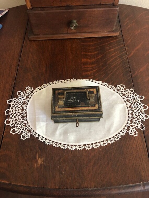 Antique Metal Deed Box With Key Marked english - Etsy