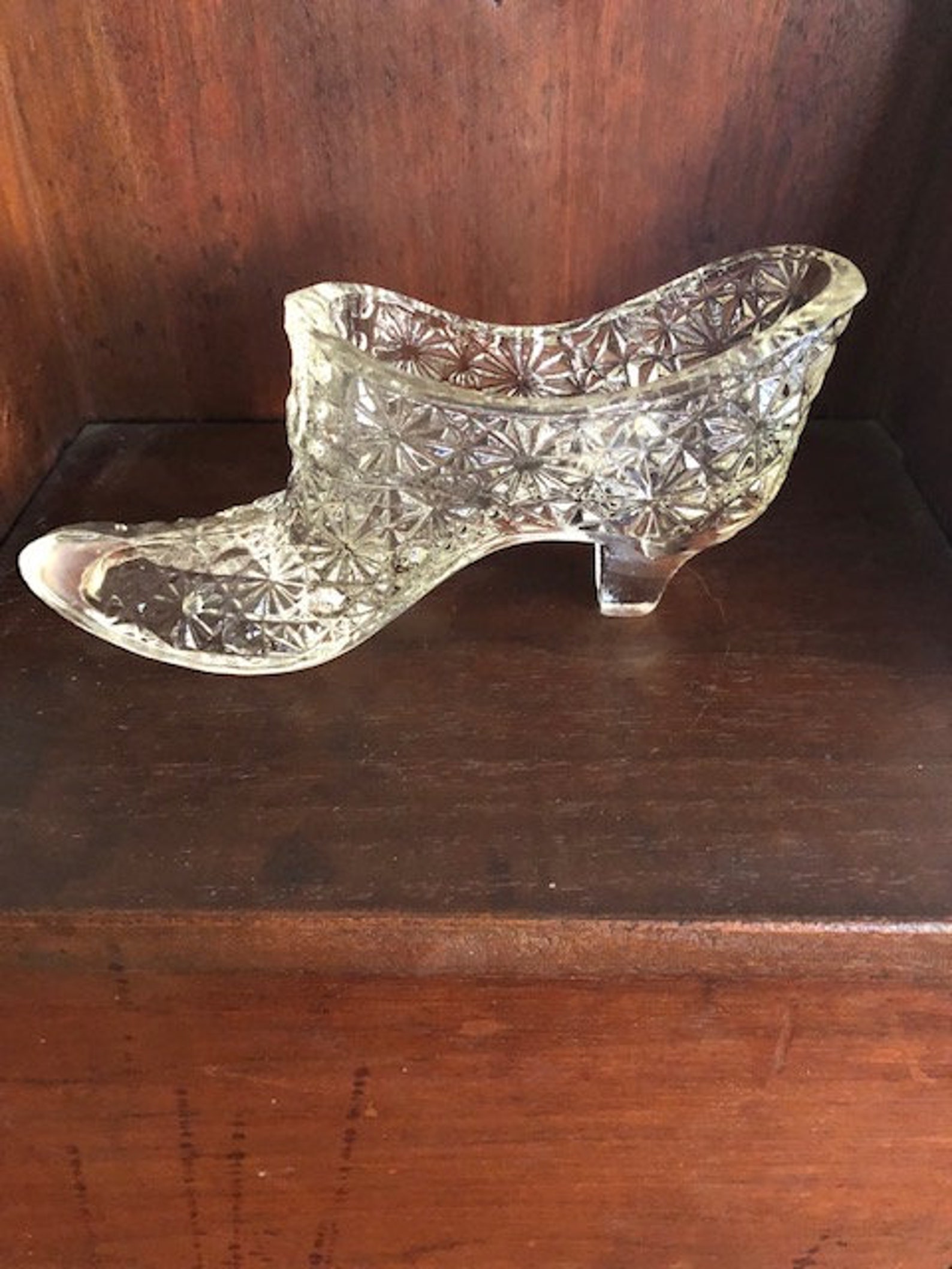 Vintage Daisy and Button Clear Glass Shoe, Glass Slipper - Etsy