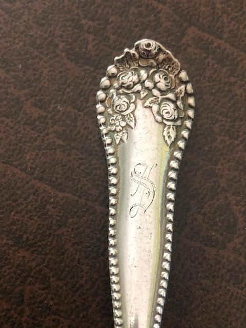 Antique Sterling Silver Sugar Shell, Lancaster Rose Pattern, Gorham ...