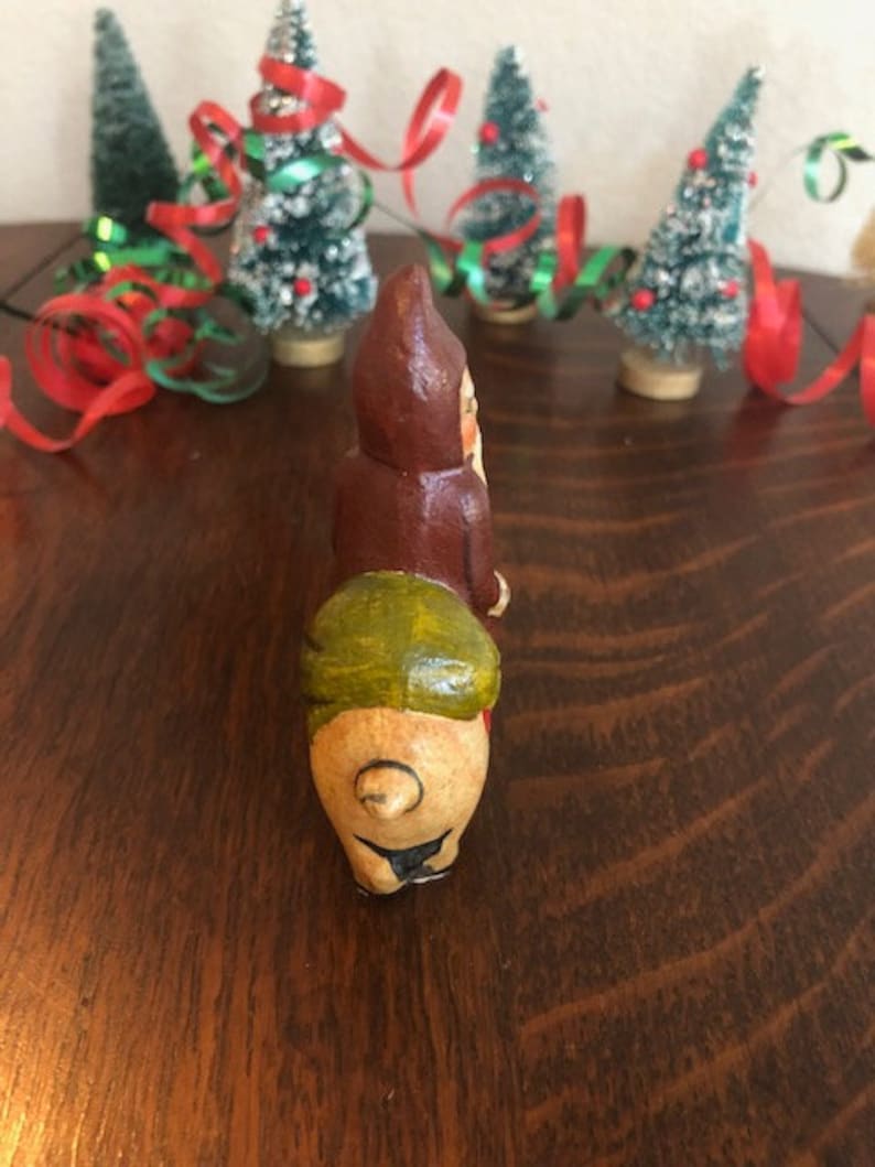 Vintage Vaillancourt Folk Art Chalkware Santa on a Pig Marked - Etsy