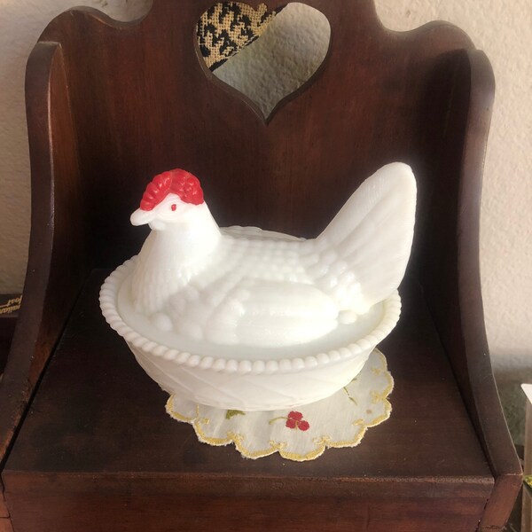 Milk Glass Chicken - Etsy