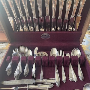Antique Sterling Silver 75 Piece Flatware Set, Wallace, Rheims Pattern ...