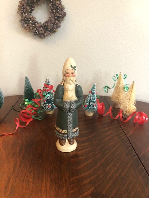 Vaillancourt Folk Art Chalkware Belsnickel With Green Coat and White ...