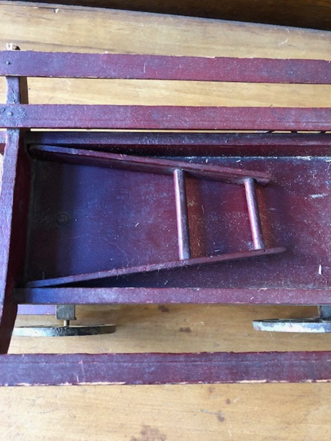 Vintage Red Hay Wagon Wooden Farm Toy With Metal Wheels. | Etsy