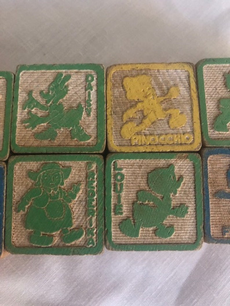 Vintage Disney Character Toy Alphabet Blocks With Large and | Etsy