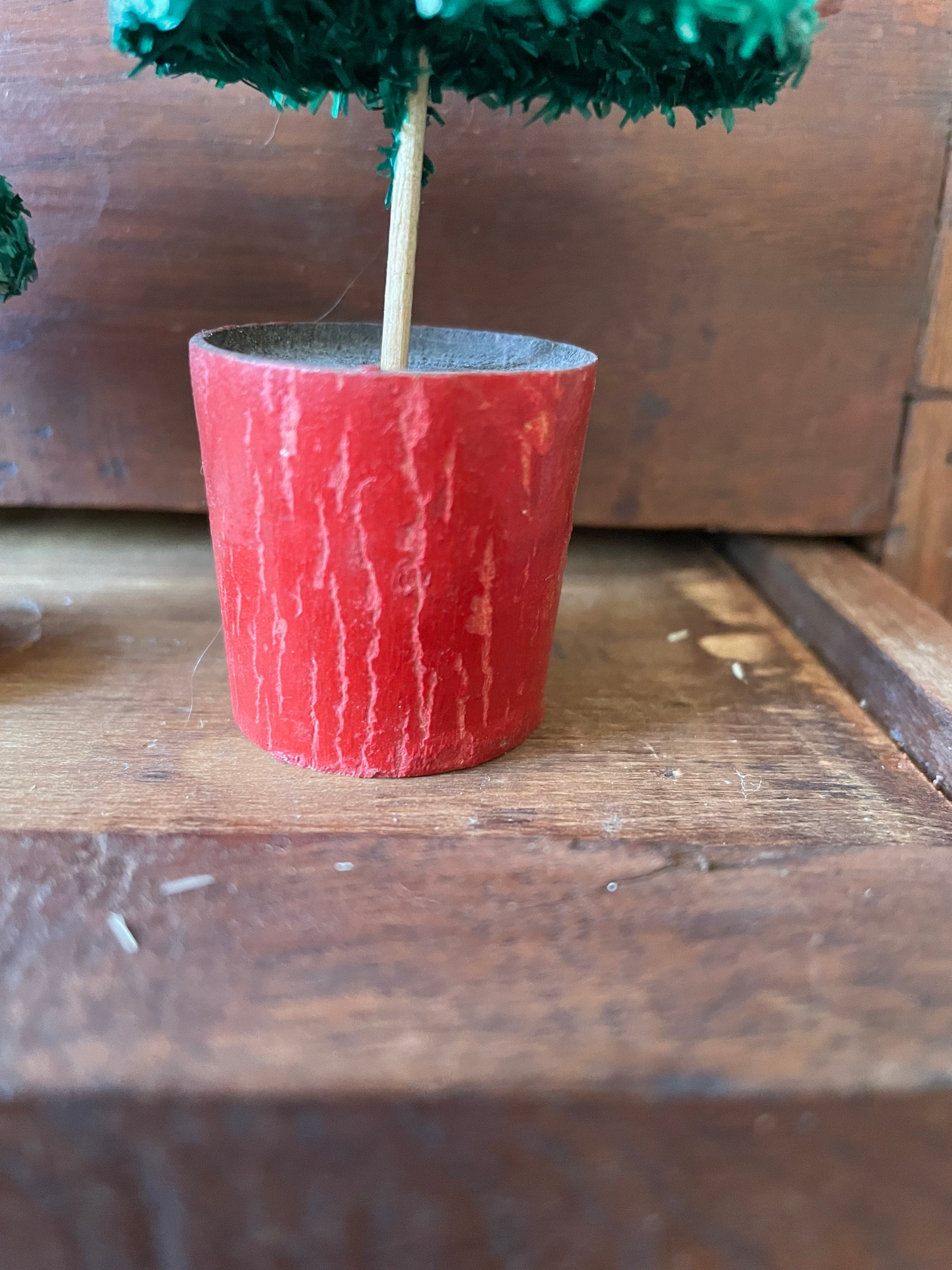 Vintage Paper Mache Trees With Glass Ornaments Flecked With - Etsy